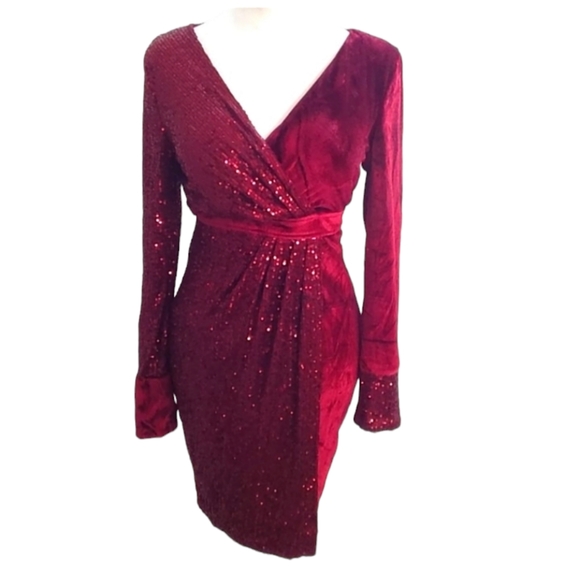 Missord | Dresses | Nwt Miss Ord Womans Sequinvelvet Ruby Red Evening ...